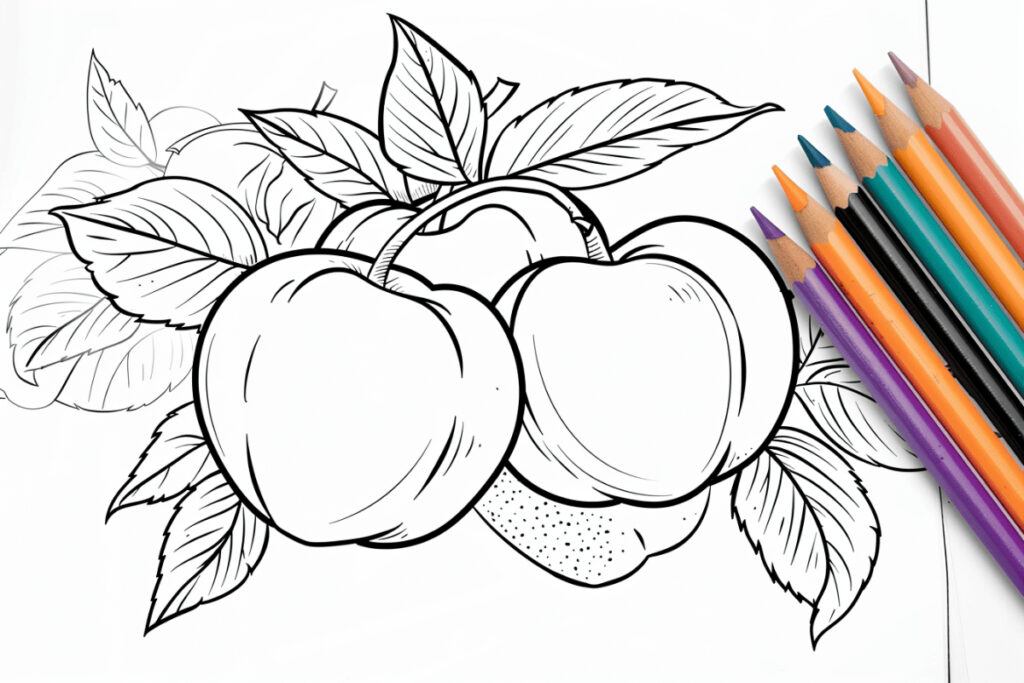Peach Coloring Pages : Fun and Educational Coloring Fun – MrColoring.Com