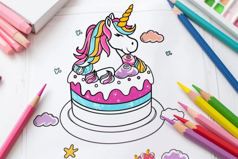Unicorn Cake Coloring Pages : Color Your Own Magical Treats ...